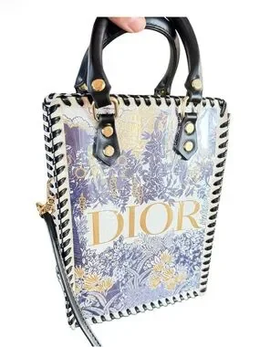 Dior | Bags | Dior Upcycled Handbag Ivory And Shades Of Blue And Gold ...